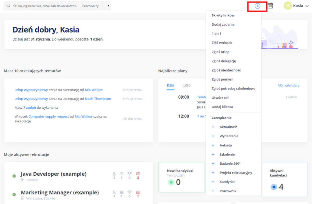 Strona startowa - Poradnik online tomHRM - system HR
